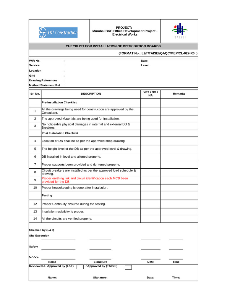 Checklist For Installation of DB | PDF