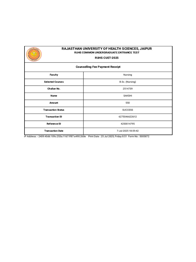Ruhs Cuet-2025 | PDF