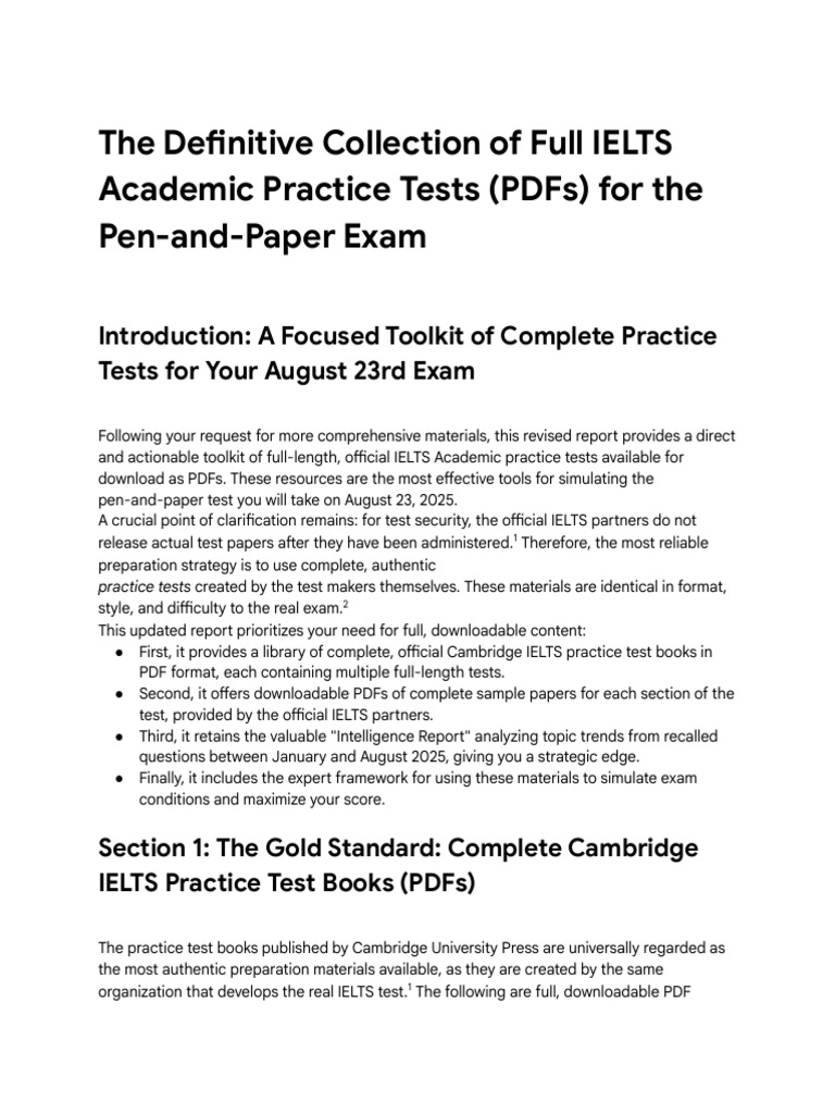 Full IELTS Academic Practice Tests PDF | PDF | International English ...