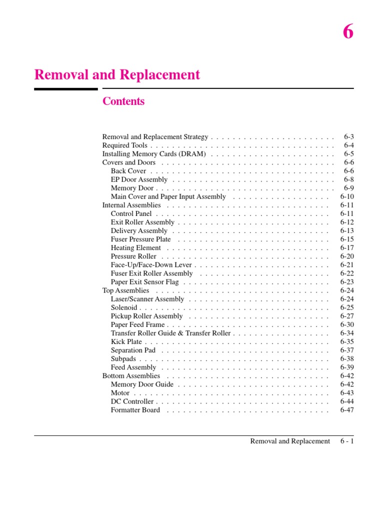 Printer FRU Removal and Replacement Guide | PDF | Computers