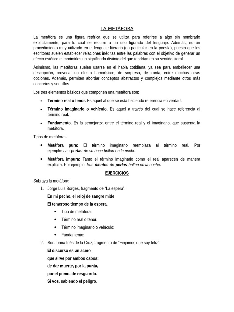Definición y Tipos de Metáfora | PDF | Metáfora