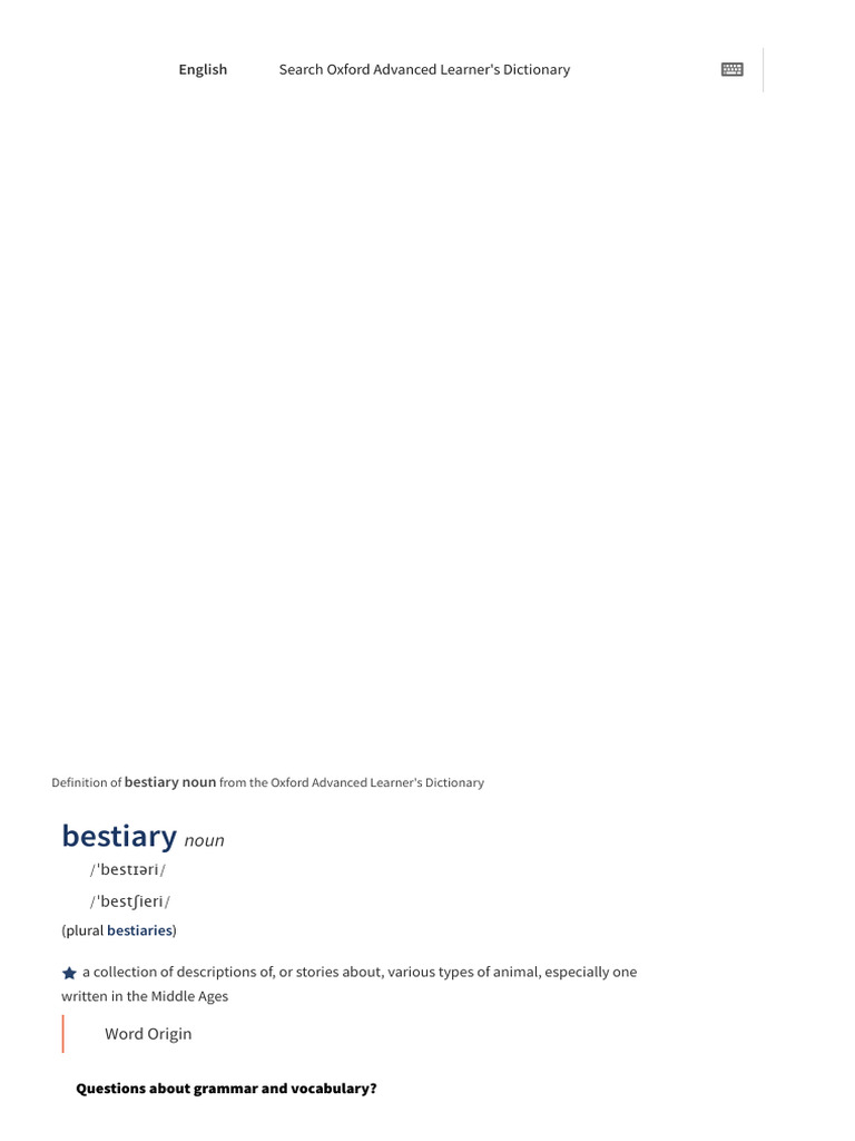 Definition of Bestiary Explained | PDF