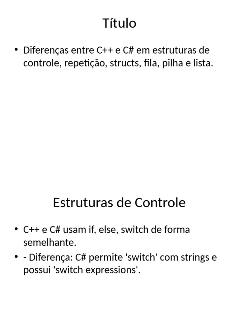 Comparativo CPP Csharp Estruturas | PDF