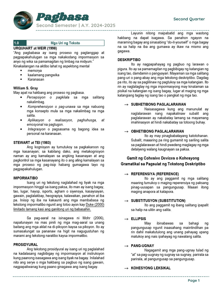 Pagbasa Reviewer | PDF