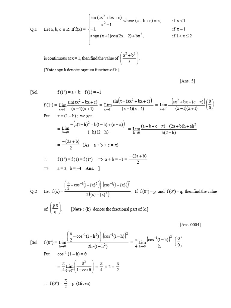 LCD Sheet 14 Integer Type (BDMP) With Answers | PDF | Complex Analysis | Mathematical Relations
