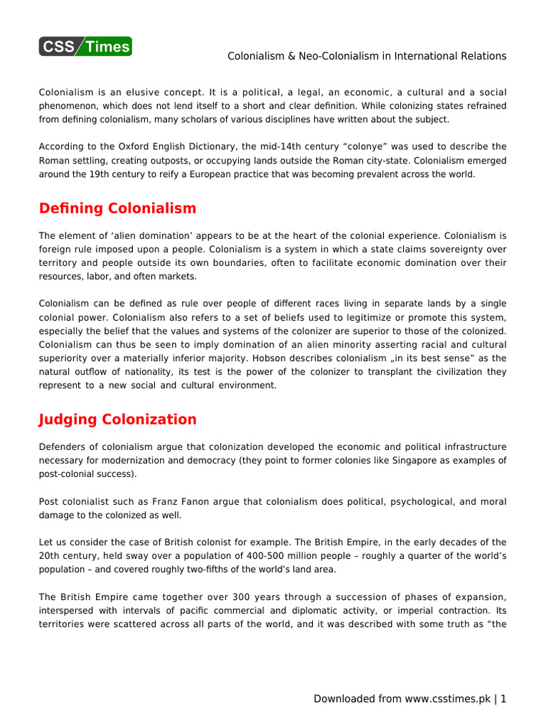 Colonialism vs. Neo-Colonialism Explained | PDF | Colonialism | British ...