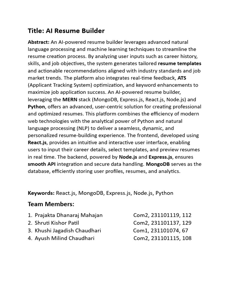 AI Resume Builder | PDF