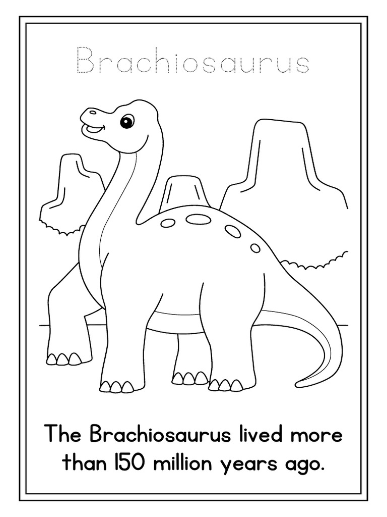 Dinosaur Fun Facts Coloring Worksheets in Grayscale Lined Illustrative ...