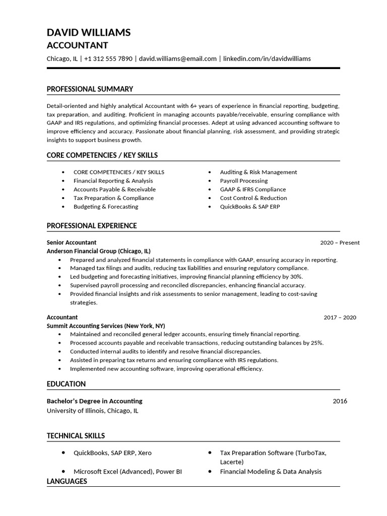 ATS Friendly Accountant Resume Template | PDF | Accounting | Regulatory ...