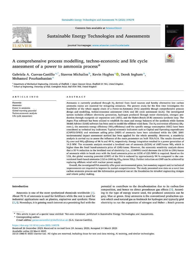 A Comprehensive Process Modelling, Techno-Economic and Life Cycle | PDF