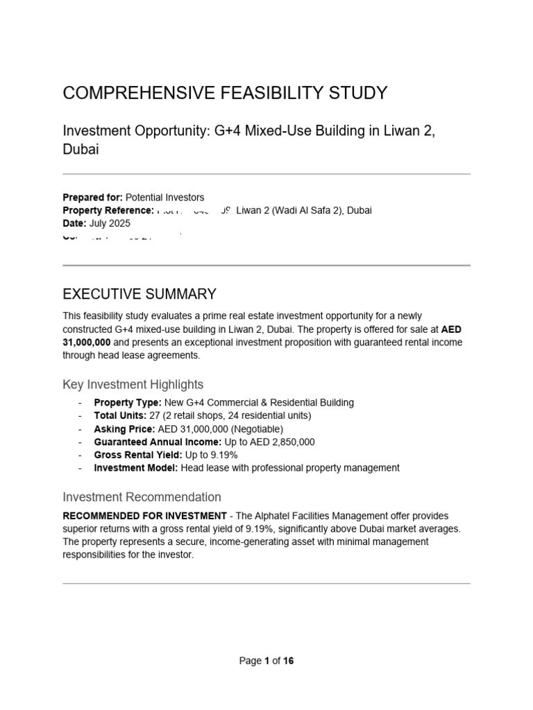 Comprehensive Feasibility Study Liwan 2 Blg -En (1) | PDF | Investing | Risk