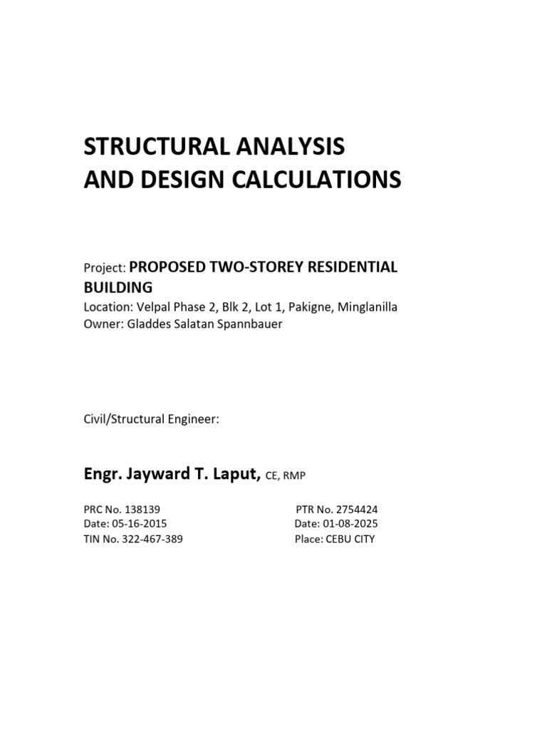 2-Storey Minglanilla Analysis | PDF | Structural Load | Structural Engineering