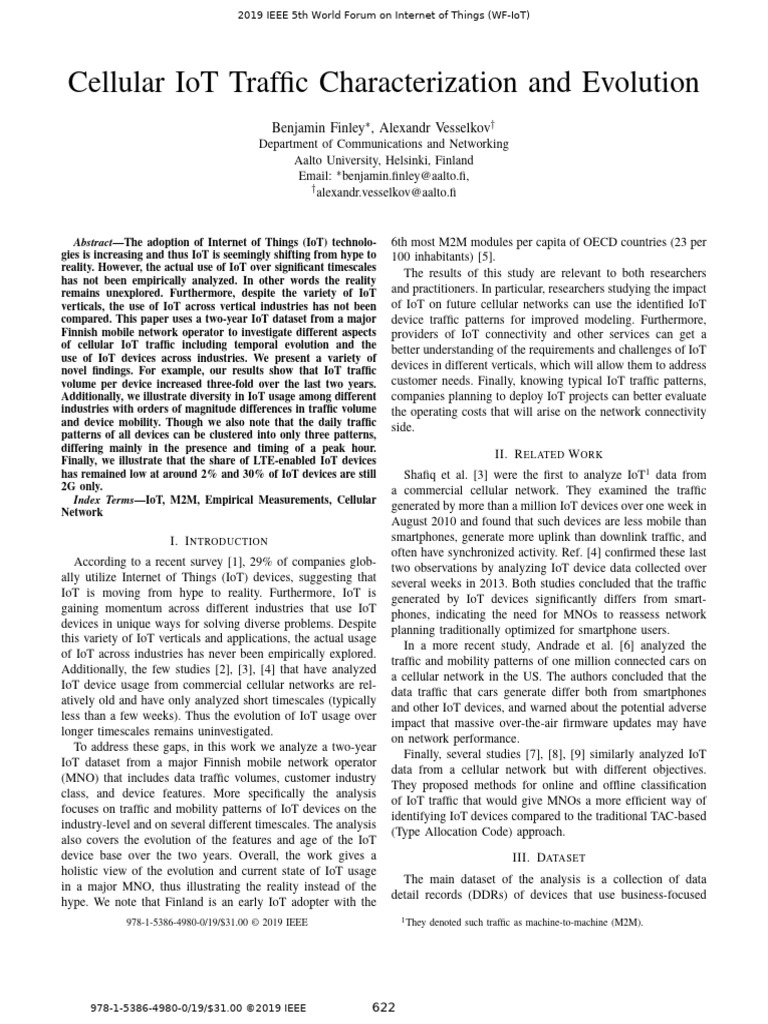 Cellular IoT Traffic Analysis Over Two Years | PDF | Internet Of Things ...