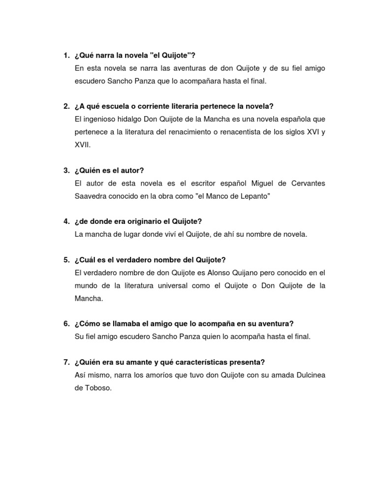 Guía Rápida de "El Quijote" | PDF | Don Quijote | Miguel De Cervantes