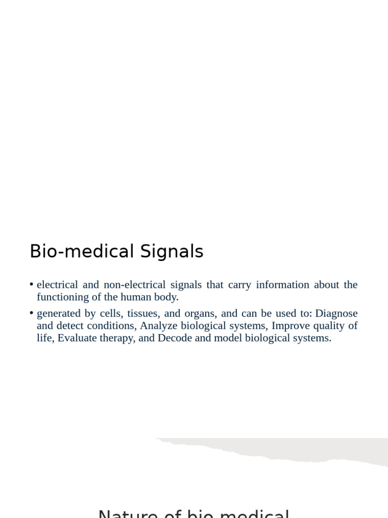 Understanding Bio-medical Signals | PDF