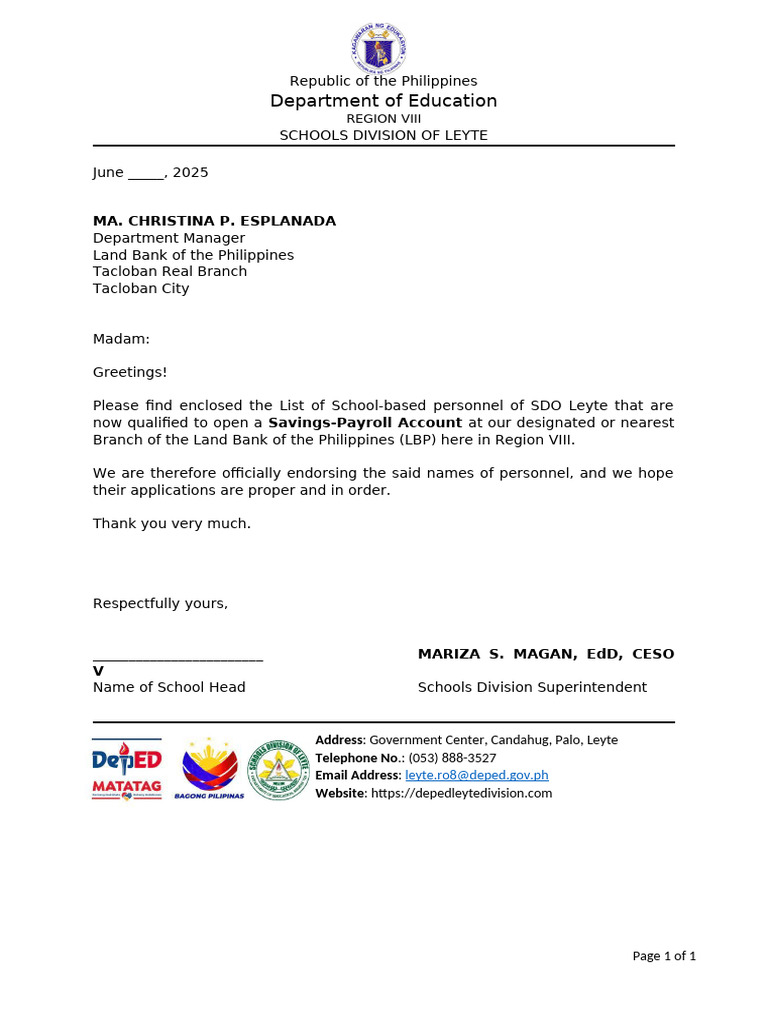 LBP Payroll Account Endorsement List | PDF