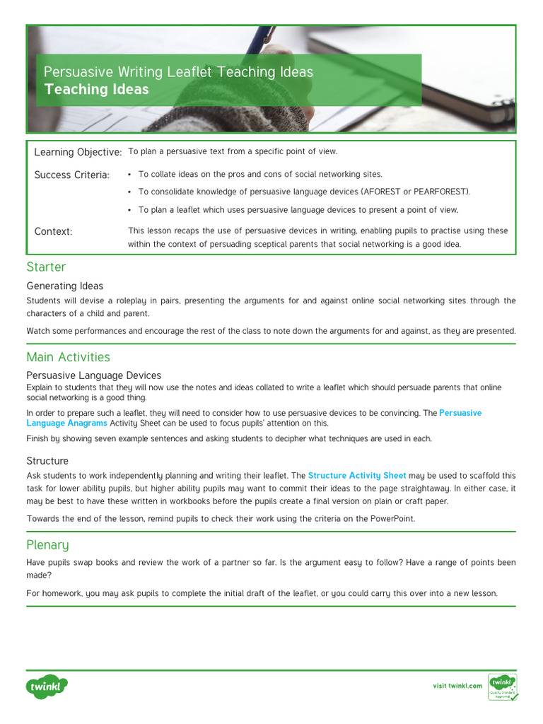 Persuasive Writing on Social Networking | PDF