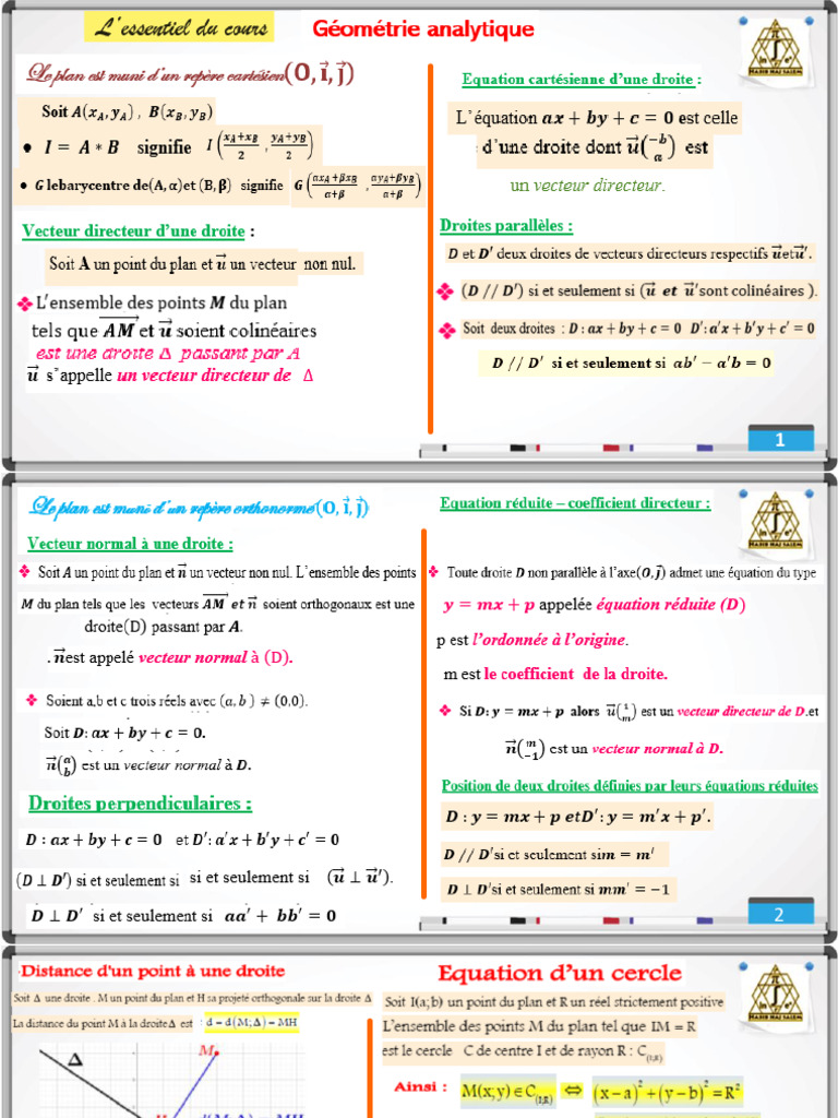 Résume Géométrie Analytique | PDF