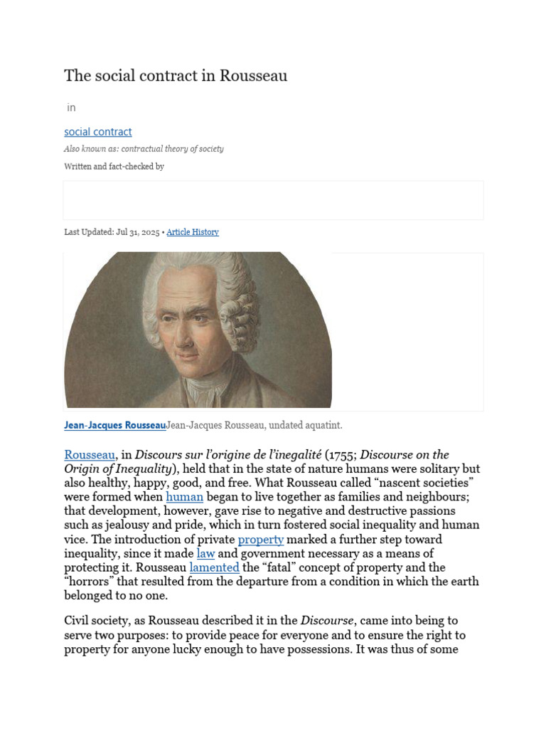 Rousseau's Social Contract Explained | PDF | Social Contract ...