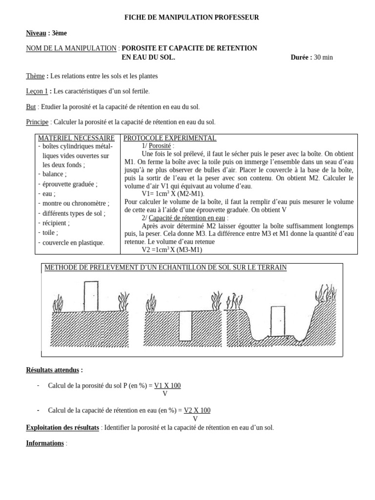 TP 14. Porosite Et Capacite de Retention en Eau Du Sol | PDF
