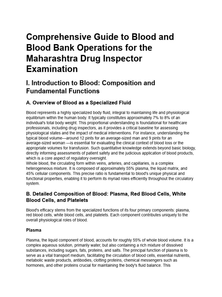 Blood Topics For Drug Inspector Exam | PDF | Blood Type | Coagulation