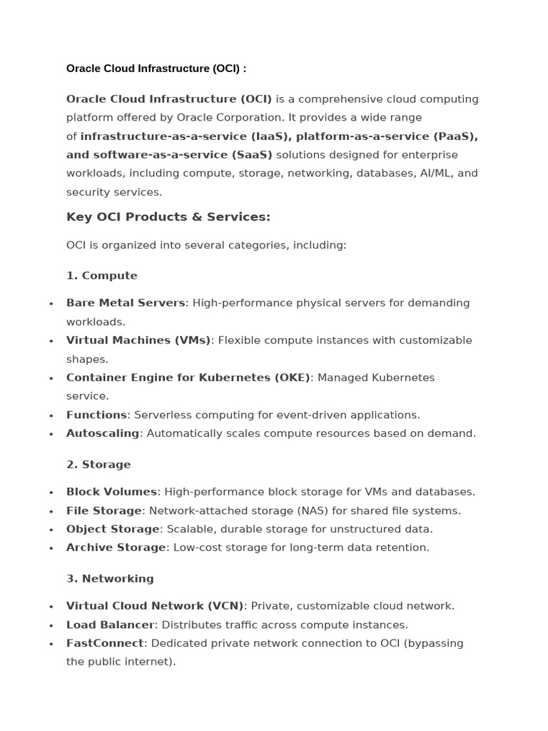 Oracle Cloud Infrastructure | PDF | Cloud Computing | Databases