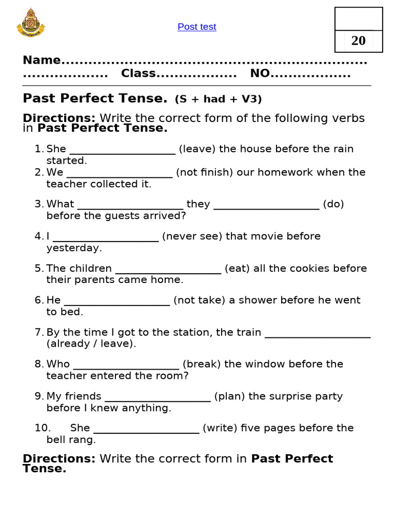 Past Perfect Tense Practice Exercises | PDF | Perfect (Grammar) | Chess ...
