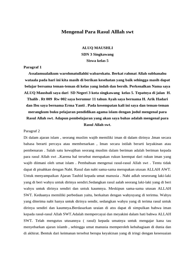 Mengenal Rasul Allah dalam Islam | PDF