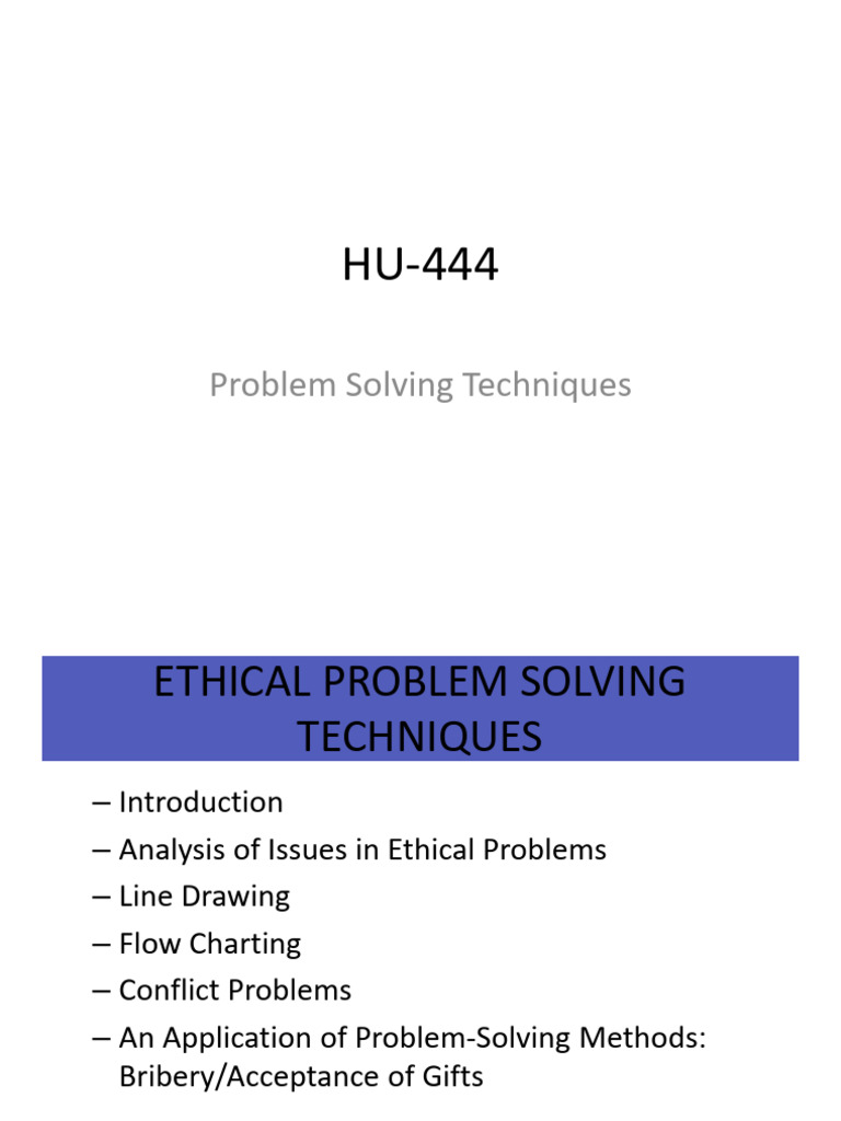 05-06 & 07-HU222 Problem Solving Techniques | PDF | Bribery | Risk