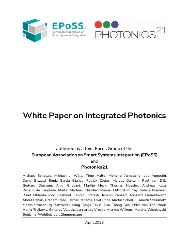 Integrated Photonics White Paper 2023 | PDF | Photonics | Fiber Optic ...