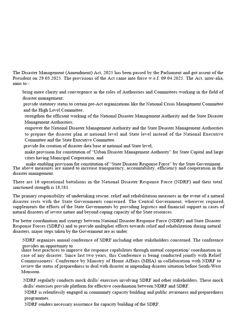 Disaster Management Amendment Bill 2024 | PDF | Emergency Management ...