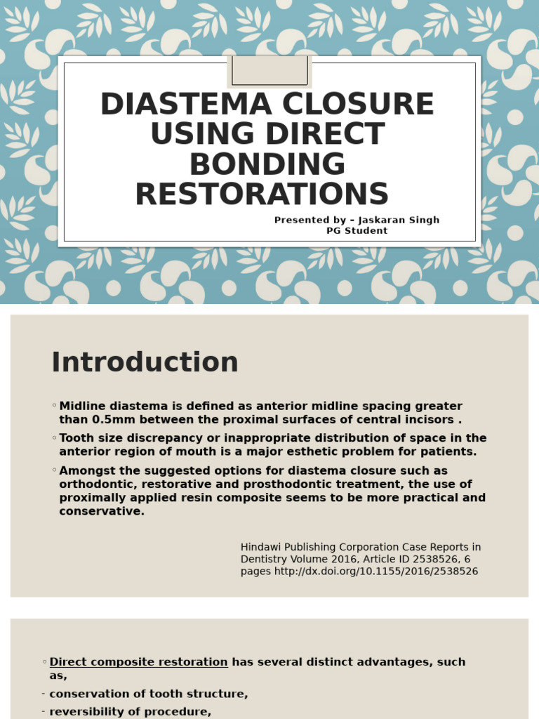 Midline Diastema Closure Techniques | PDF | Dental Composite ...