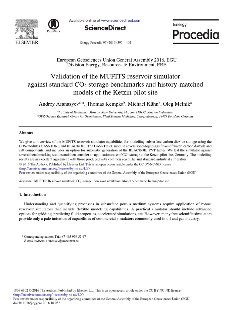 Validation of the MUFITS Reservoir Simulator Against Standard CO2 Storage Benchmarks and History ...