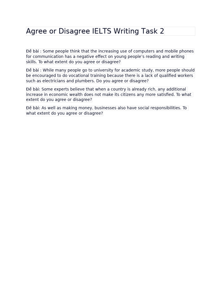 Agree or Disagree IELTS Writing Task 2 | PDF