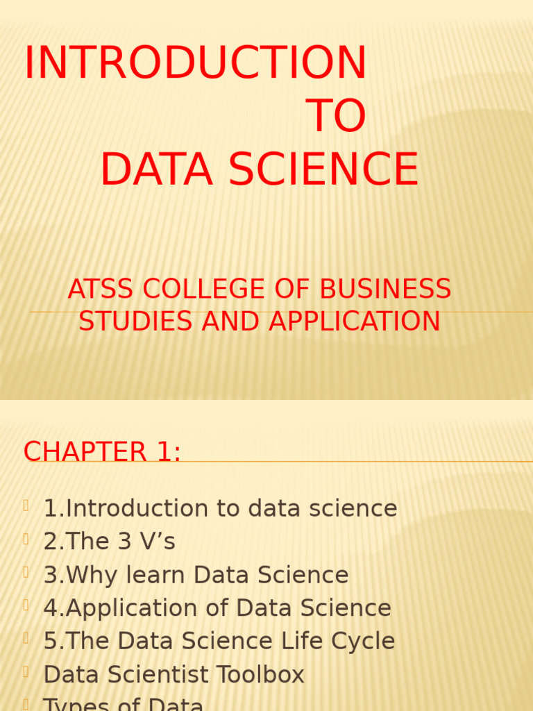 Introduction To Data Science CHAPTER 1 | PDF | Machine Learning | No Sql