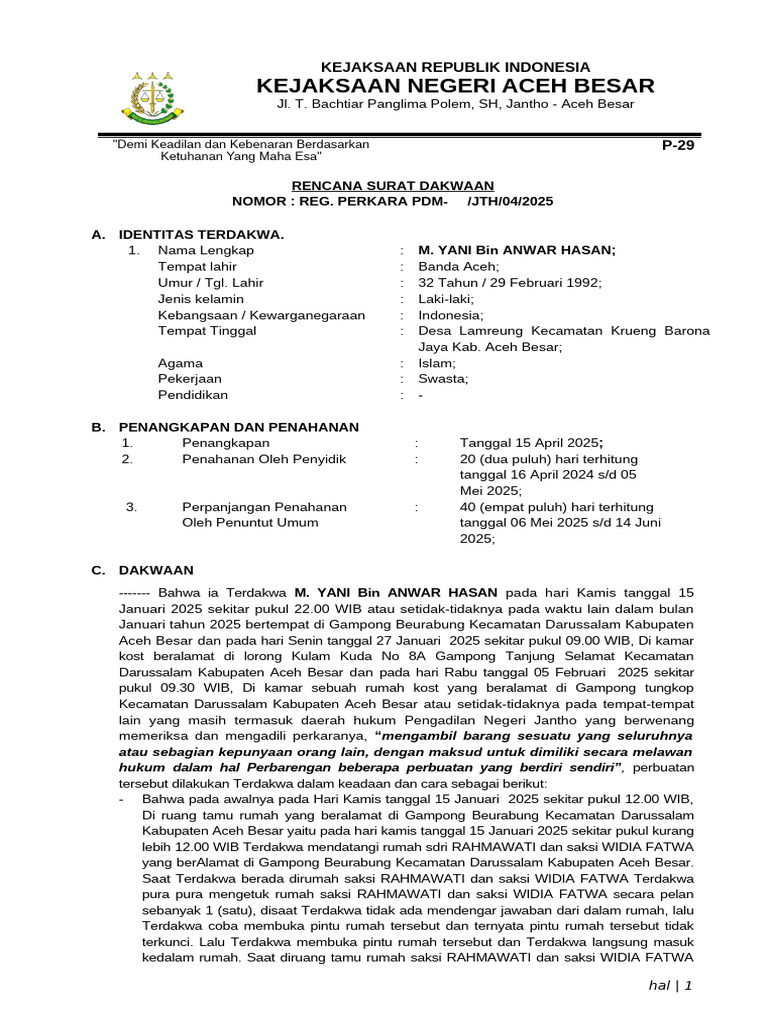 P-29 m. Yani Bin Anwar Hasan | PDF