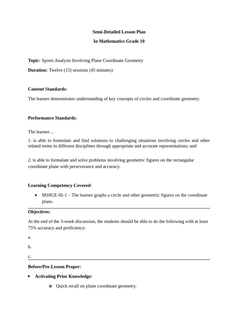 Lesson Plan in Mathematics Grade 10 | PDF