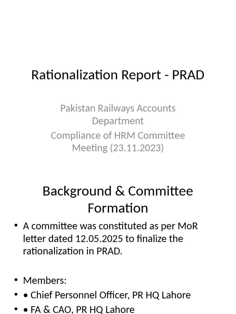 Rationalization Report PRAD Presentation | PDF