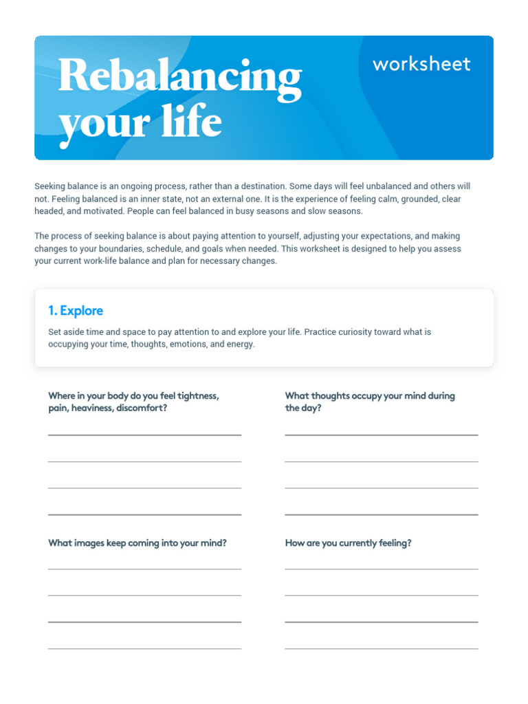 Work-Life Balance Assessment Worksheet | PDF | Goal | Feeling