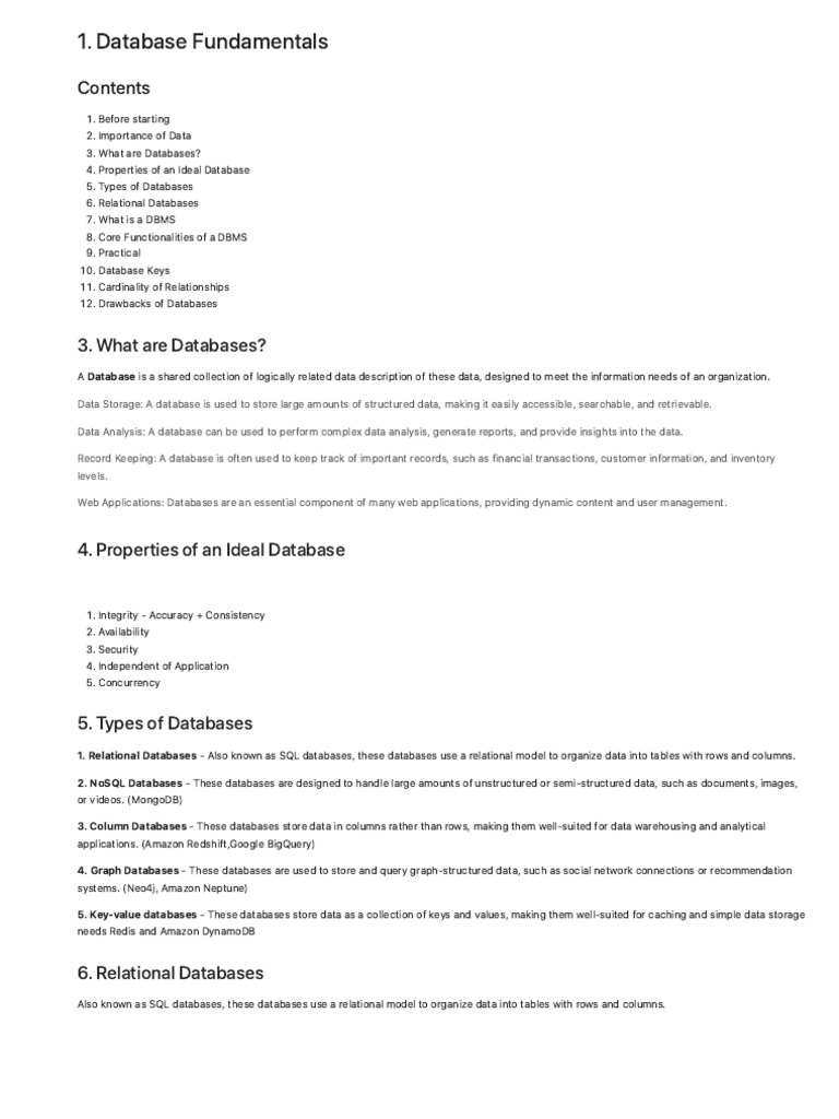 Database Fundamentals | PDF | Databases | Relational Database