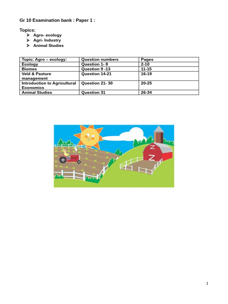 Gr 10 Agro-Ecology Exam Questions | PDF | Agriculture | Cattle