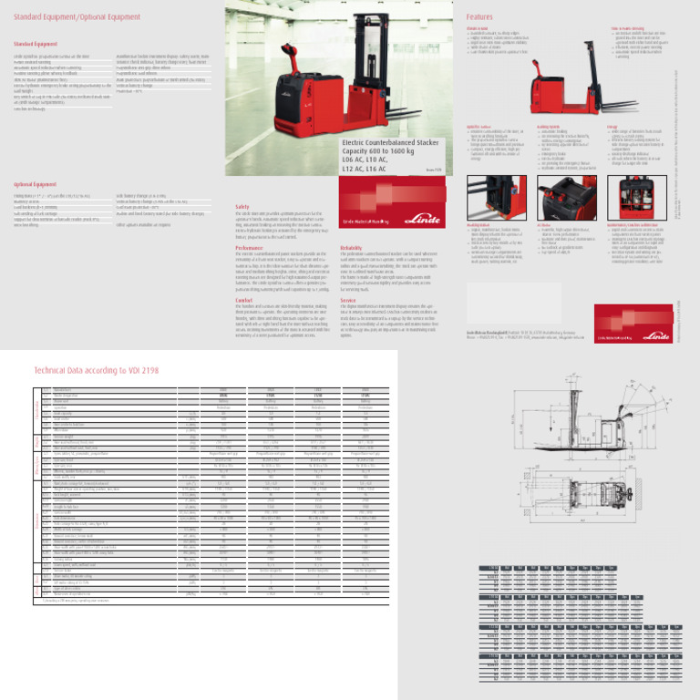 Linde Electric Counterbalanced Stackers | PDF | Axle | Elevator
