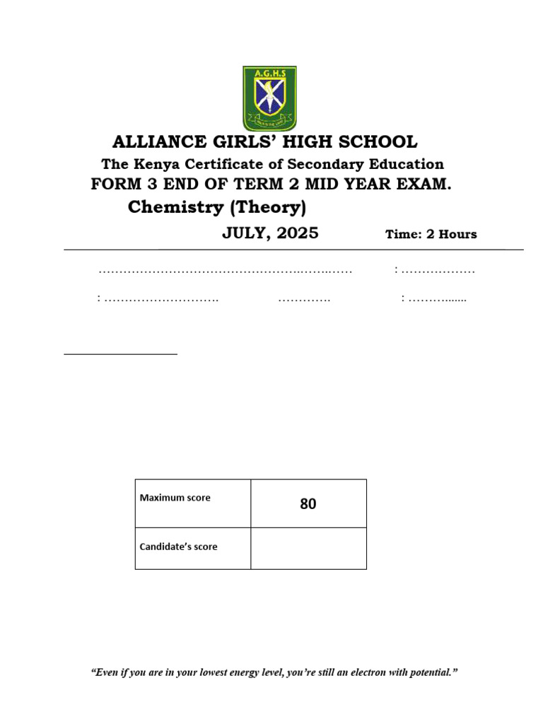 Form 3 Mid Year Exam E.O | PDF | Chemical Reactions | Nitrogen