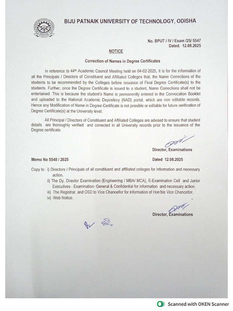 Correction of Names in Degree Certificates | PDF