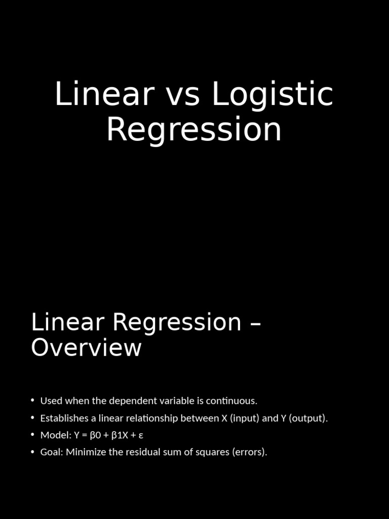 Linear Vs Logistic Regression | PDF