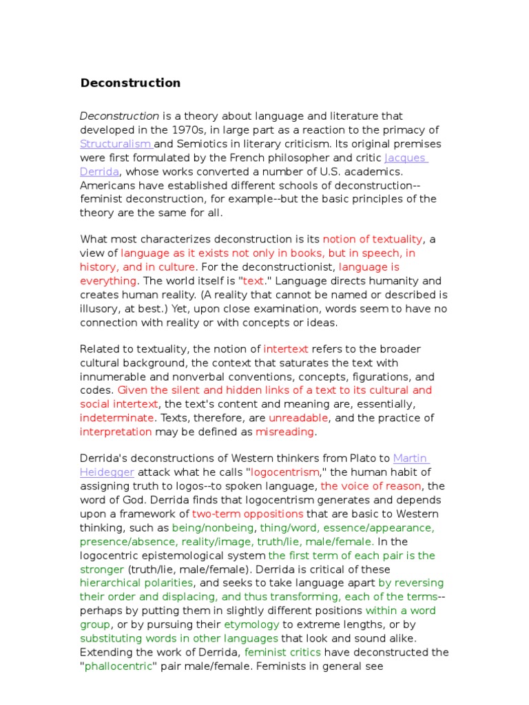 Deconstruction | PDF | Deconstruction | Jacques Derrida