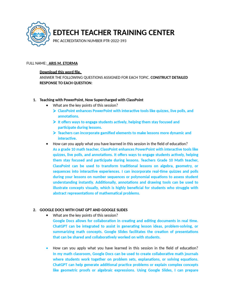 Output - Edtech Teacher Training Center | PDF | Mathematics | Field (Mathematics)