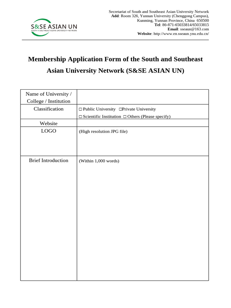 S&SE Asian University Network Application | PDF