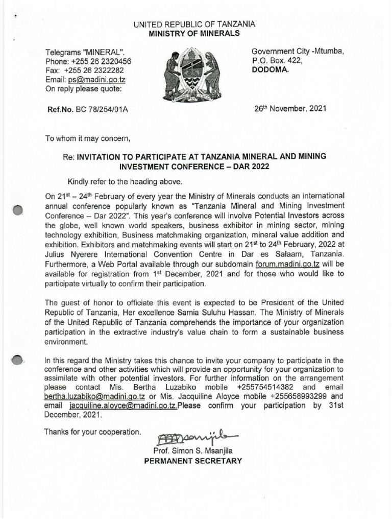 Tanzania Contacts | PDF