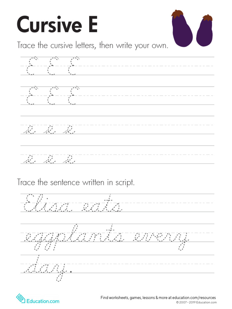 Cursive Writing Practice Worksheets | PDF